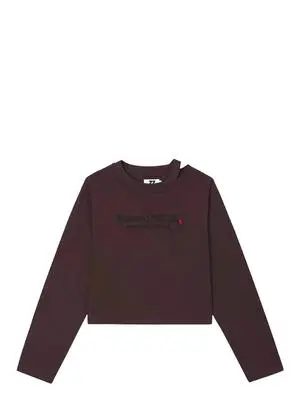 Izzue Logo-embroidered Cut-out Long-sleeved Cropped T-shirt - Purple