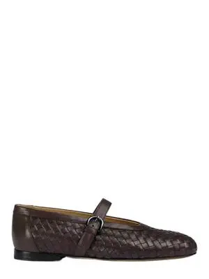 DOUCAL'S Interwoven Leather Ballet Flats - Brown