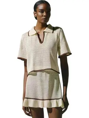 BAOBAB Ruffled-hem Knit Mini Skirt - Neutrals
