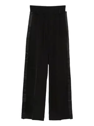 ALAINPAUL Satin-stripe Wide-leg Trousers - Black