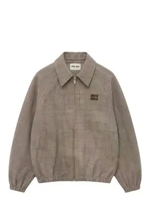 Miu Miu Prince Of Wales Checked Blouson Jacket - Brown