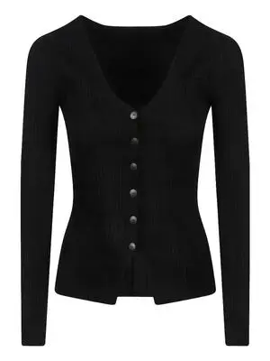 DONDUP Ribbed-knit V-neck Cardigan - Black