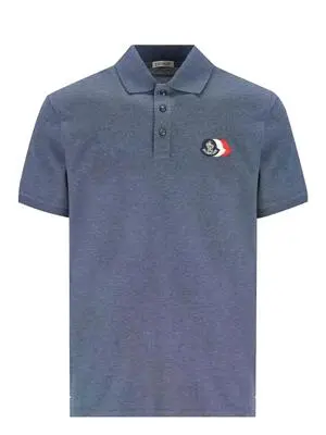 Moncler Cotton Piquet Polo Shirt - Blue