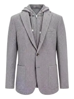 Eleventy Long-sleeve Hooded Jacket With Notched Lapels - Grey