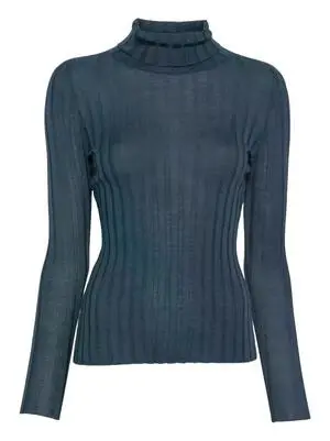 HUGENBERG Ribbed Roll-neck Sweater - Blue