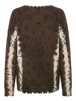 KUJTEN Bandana Print Cashmere Sweater - Brown