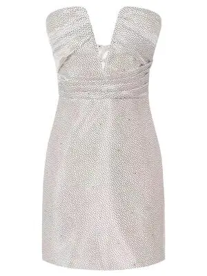 Elisabetta Franchi Gazar Mini Dress With Micro-polka Dots - Neutrals