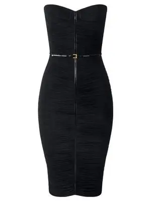 Elisabetta Franchi Off-the-shoulder Stretch Jersey Midi Dress With Belt - Black