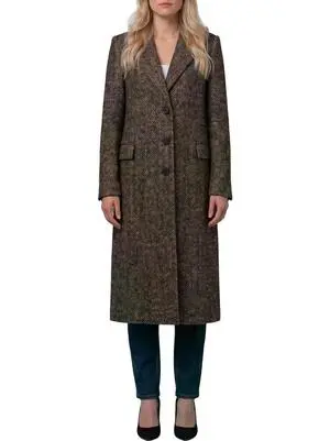 Tagliatore Single-breasted Tweed Coat - Brown