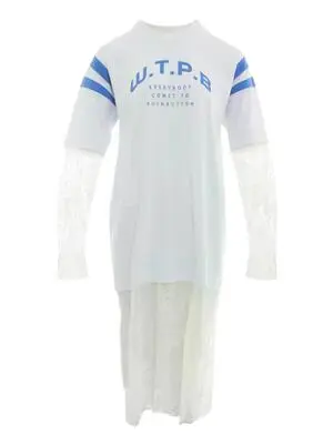 PUSHBUTTON Lace-panelled Layered T-shirt White