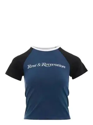 REST&RECREATION Raglan Sleeve Logo Print T-shirt - Blue