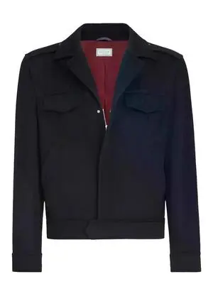 Brunello Cucinelli Lightweight Virgin Wool Cloth Outerwear Jacket - Blue