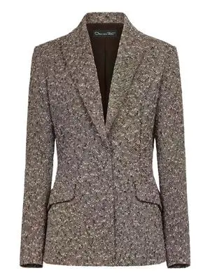 Oscar De La Renta Single-breasted Textured Blazer - Brown