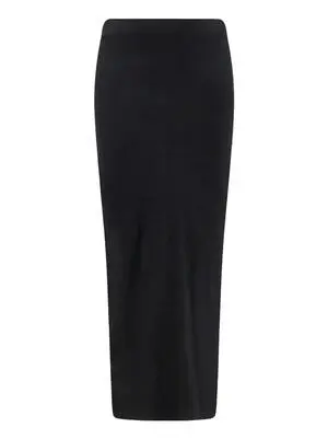 HEVO Elasticated Waistband Maxi Skirt With Back Slit - Black