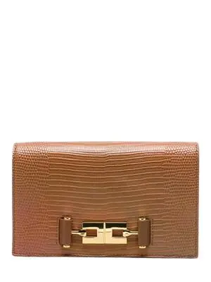 Elisabetta Franchi Reptile-effect Logo Plaque Clutch Bag - Neutrals