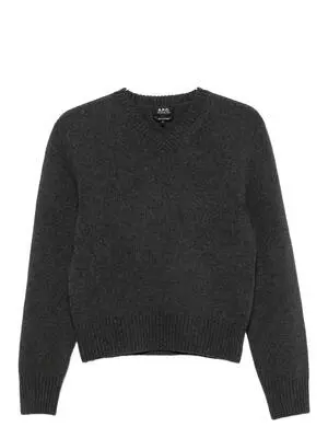 A.p.c. V-neck Ribbed Sweater - Grey