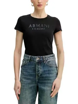 Armani Exchange Logo-embellished T-shirt - Black