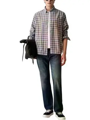 LES DEUX Check-pattern Button-down Shirt - Blue