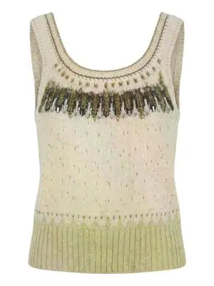 Ermanno Scervino Sleeveless Knitted Top With Bead Embellishment - Neutrals