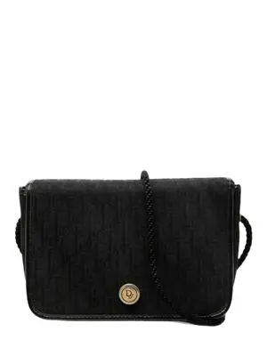 Dior 20th Century Diorissimo Trotter Canvas Flap Crossbody Bag - Black