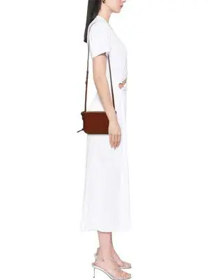 Loewe 2020 Leather Gate Double Zip Pouch Crossbody Bag - Brown