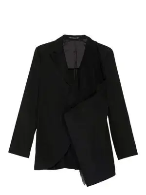 Yohji Yamamoto Asymmetric Frayed-edge Jacket - Black