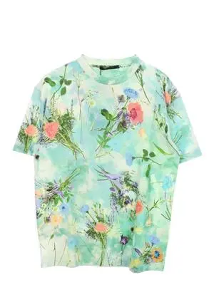 LOUIS VUITTON 2020s Floral-embroidered T-shirt - Blue