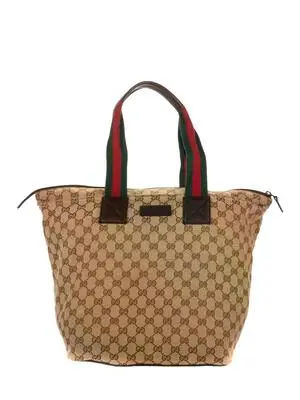 Gucci Gg Supreme Canvas Tote Bag With Web Detail - Neutrals