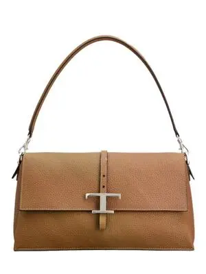 TOD'S T Timeless Flap Bag In Leather Small - Brown