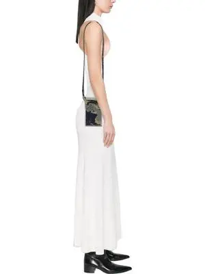 Fendi 2010-2026 Smooth Calfskin Marble Print Vertical Box Crossbody Bag - Grey