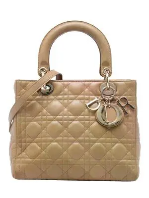 Dior Christian Dior Lambskin Cannage Lady Dior Satchel Neutrals