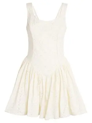 Agua Bendita Cotton Pluma Playa Mini Dress - Ivory