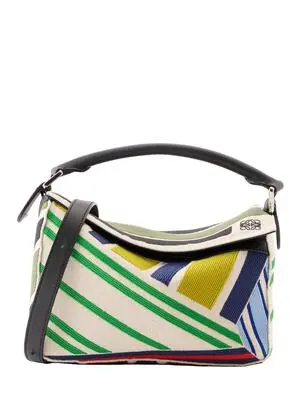 Loewe Puzzle Striped Leather-trimmed Canvas Mini Bag - Multi