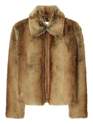 Veronica De Piante Mireia Plush And Leather Jacket - Brown