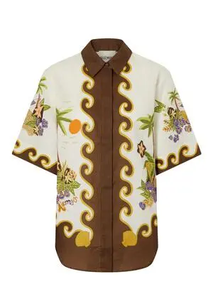 ALEMAIS Island Cove Printed Linen Shirt - Neutrals