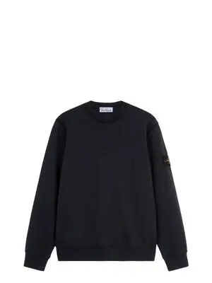 Stone Island Cotton Sweatshirt With Side Logo Patch - Blue