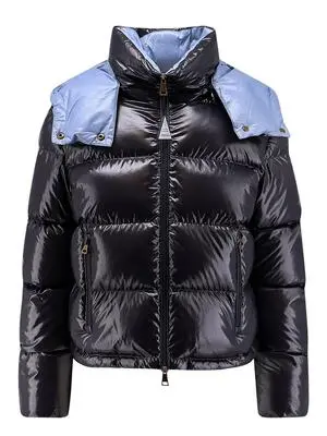 Moncler Quilted Puffer Jacket With Removable Hood - Blue