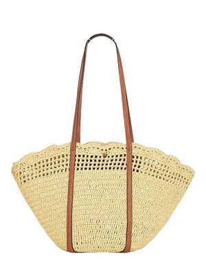 Ulla Johnson Marina Raffia Tote Bag With Sheep Leather Trim - Neutral