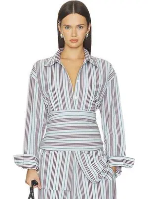 SRG Aubrey Striped Poplin Shirt - Blue