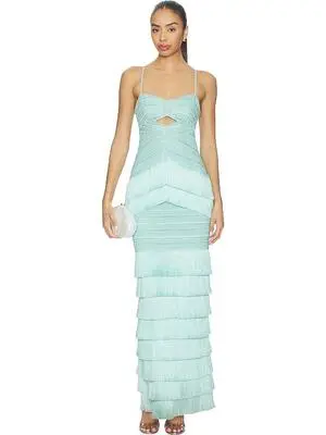 PatBO Clara Fringe Maxi Dress In . Also - Blue
