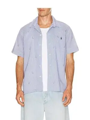 Polo Ralph Lauren Polo Ralph Lauren Seersucker Sailboat Print Andy Camp Shirt In Multi. Size S. Also Multi