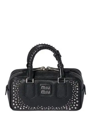 Miu Miu Arcadie Studded Leather Bag Black