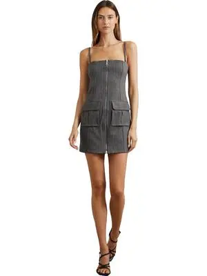 Good American Grey & White Soft Stretch Ponte Mini Dress Grey/beige