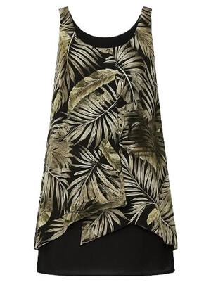 CONQUISTA Sleeveless Print Chiffon Dress With Layers - Black