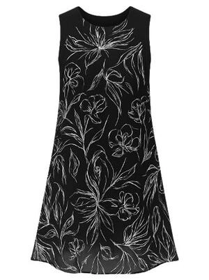 CONQUISTA Summer A Line Chiffon Dress Black