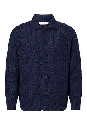 Orlebar Brown Collared Knitted Cardigan - Night Iris