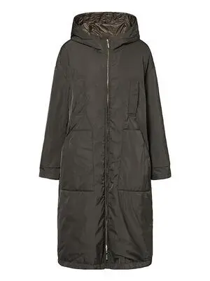 Max Mara Longline Hooded Parka Jacket - Kaki