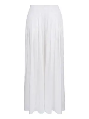 House Of Cb Alina Pleated Wide-leg Sateen Trousers - White