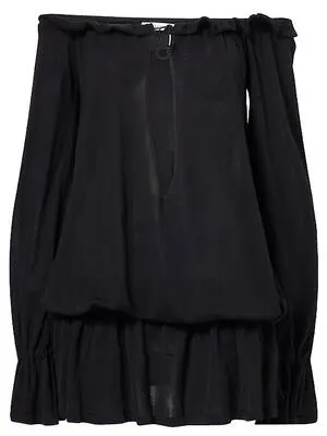AYA MUSE Off-shoulder Ruffled Woven Mini Dress - Black