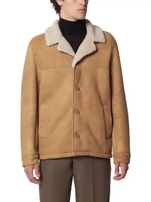 SALVATORE SANTORO Leather Shearling Jacket - Beige